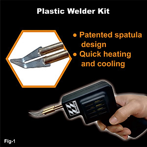 BOSJOB 110W Plastic Welder Kit with Patterned Spatula and 4 Types of Hot Staples for Car Bumper Repair and Kayak, Thin Plastic and All Kinds of Cracks and Holes.