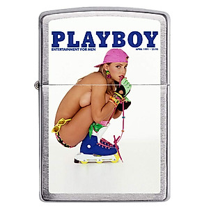 Zippo Playboy Cover April 1991 Brushed Chrome Pocket Lighter, One Size, Model Number: 200-CI017372