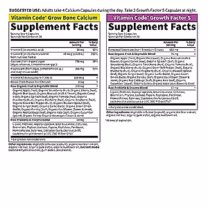 Garden of Life Calcium Supplement - Vitamin Code Grow Bone Made with Whole Foods, Strontium, Magnesium, K2 MK7, Vitamin D3 & C Plus Probiotics for Gut Health, 30 Day Supply