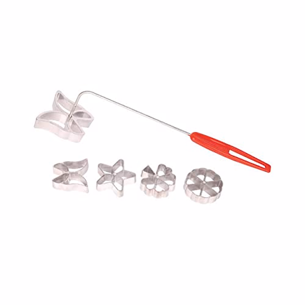 Mengbaobao Rosette Set Waffle Molds 4 Design Butterfly Star Tree Wheel with Lifting Tool