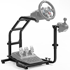 Marada Steering Wheel Stand Standing Fit for Logitech Thrustmaster G25 G27 G29 G920 G923 T300RS TX F458 T128 T248 Adjustable Sim Racing Stand Racing Simulator, Wheel Pedal Shifter Not Included