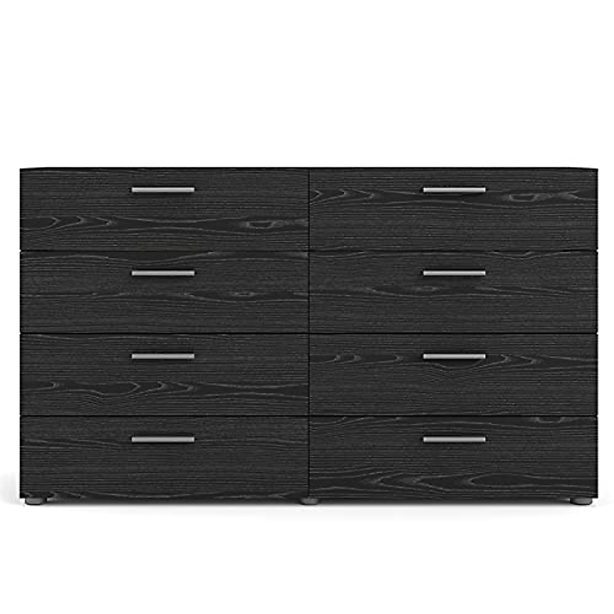 Levan Home Contemporary 8 Drawer Double Dresser in Black Woodgrain