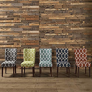 HomePop Parsons Classic Upholstered Accent Dining Chair, Set of 2, Teal and Cream Geometric