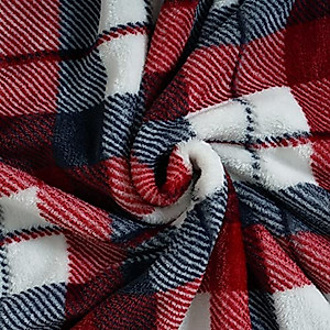 Chaps Plush Plaid Throw Blanket - Oversized Cozy Fuzzy Soft Flannel - 50" X 70" Winchester Plaid - Americana Red