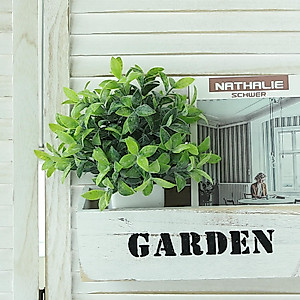 summer flower 2 Pack Fake Plants in White Pot Small Artificial Eucalyptus Potted Plants (Green-01)