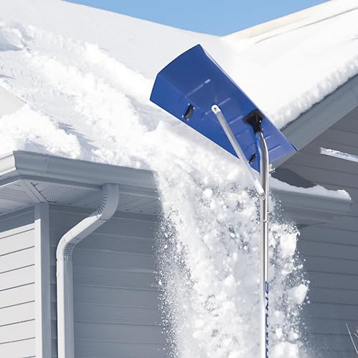 Snow Joe RJ207M 20-Foot Extendable Scratch Free Aluminum Snow Shovel Roof Rake, Blue