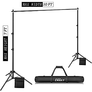 EMART Photo Video Studio 10x7Ft (WxH) Adjustable Background Stand Backdrop Support System Kit with Carry Bag