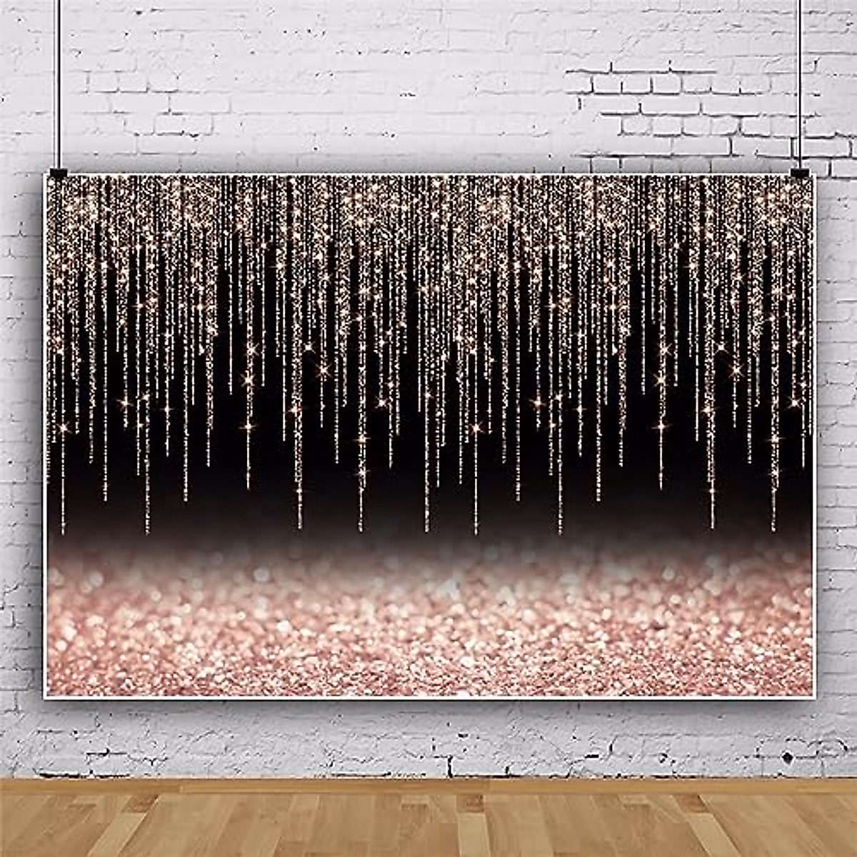 Pnylzzyxh Black and Rose Gold Backdrop Glitter Photography Background for Girl Women Birthday Wedding Baby Shower Bridal Shower Vinyl Abstract Backdrop Party Decoration Banner Photo Props 10x8ft