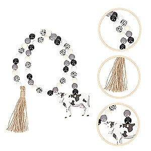 Artibetter 3pcs String Rope Wooden Beads wood beads tassel spring beads wood beads ornaments farmhouse bead garland rustic garland home accents decor Tassel Beads Pendant tray rural