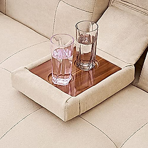 Panana Luckycloud Modern Couch Sofa 3-Seater Upholstered Fabric Sofa for Small Living Room, Dorm, Small Spaces (Beige Sofa Bed with Cup Holder)