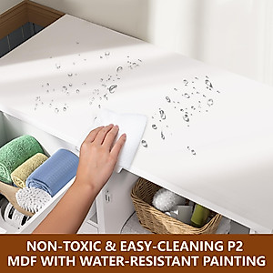 MUPATER Small Storage Cabinet Organizer with 4 Drawers and 1 Cupboard, Freestanding Compact Floor Towel Cabinet for Bathroom and Entryway, White