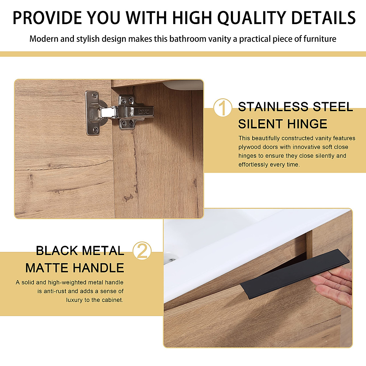 Malwee 22" Floating Bathroom Vanity with Sink, 22 Inch Single Sink Wall Mounted Bathroom Vanity, with 1 Door and White Ceramic Basin Sink Top (002-22)