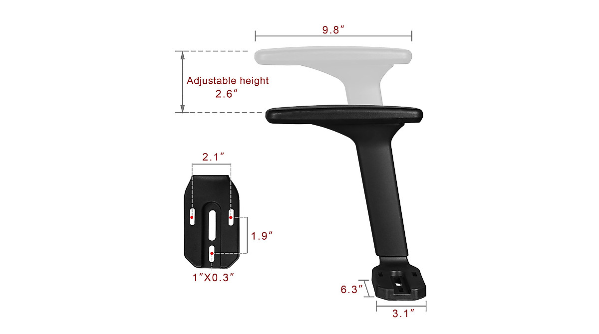 Frassie Height Adjustable Chair Armrest Replacement T-Arms | Easy Upgrade