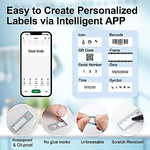 NOKLEAD H68 Bluetooth Label Maker Machine: Small Rechargeable Thermal Sticker Printer with Tape, Multiple Templates and Smart APP Control for Office School and Home Organizing