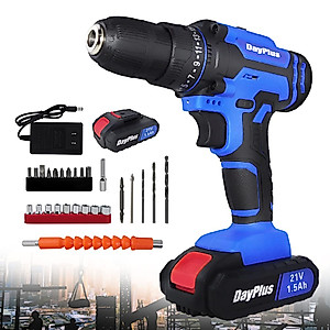 Cordless Drill Driver Set Electric Power Drill Set with 1 Battery & Charger, 3/8” Keyless Chuck, 2 Variable Speed, 400 In-lb Torque, 25+1 Position and 26pcs Drill/Driver Bits