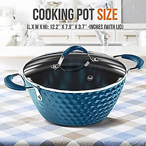 NutriChef Durable Non-Stick Cooking Pot - High-Qualified Kitchen Cookware with See-Through Tempered Glass Lids, 2.1 Quarts, Works with Model: NCCW11BD), One size, Blue - NutriChef PRTNCCW11BDCP