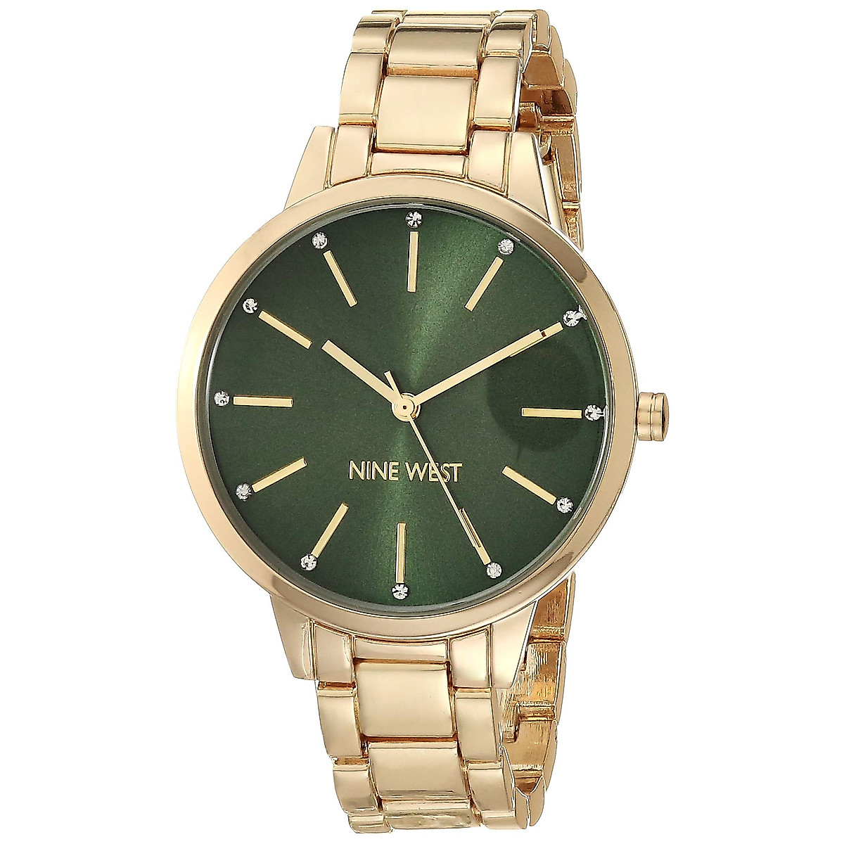 Nine West Women's Japanese Quartz Dress Watch with Metal Strap, Gold, 14 (Model: NW/2098GNGB)