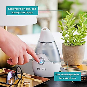 Homedics TotalComfort Ultrasonic Personal Humidifier – Small Portable Air Humidifiers for Bedroom, Plants, Office, Travel – Ultra Quiet 22oz Cool Mist Humidifiers, White