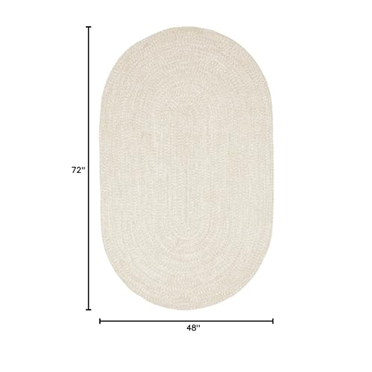 Superior Reversible Braided Indoor/Outdoor Area Rug, 4' x 6', Cream-White