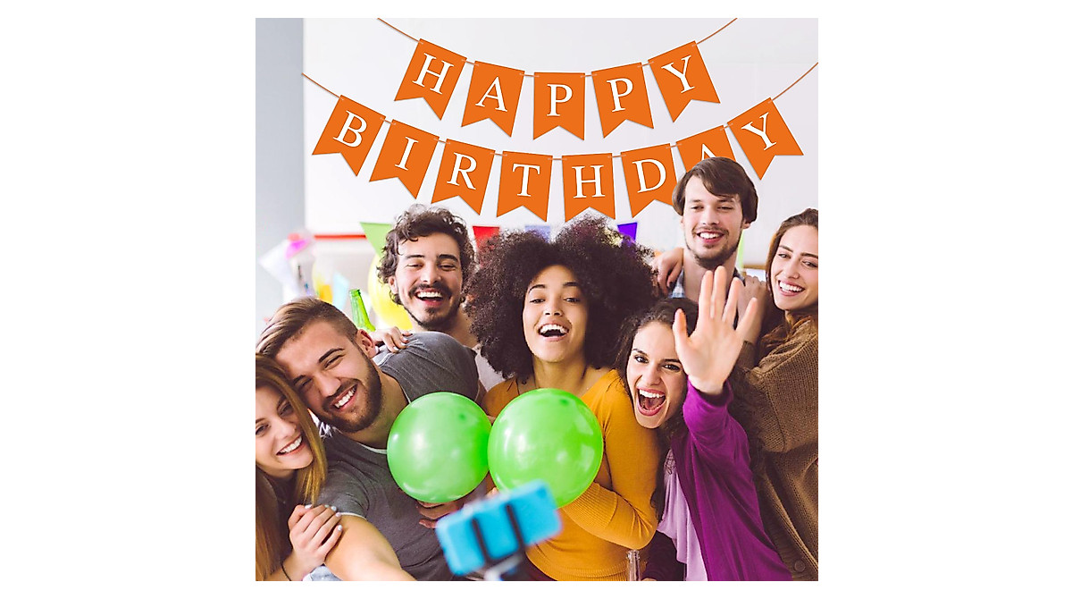 Waenerec Orange Birthday Banner for All Ages