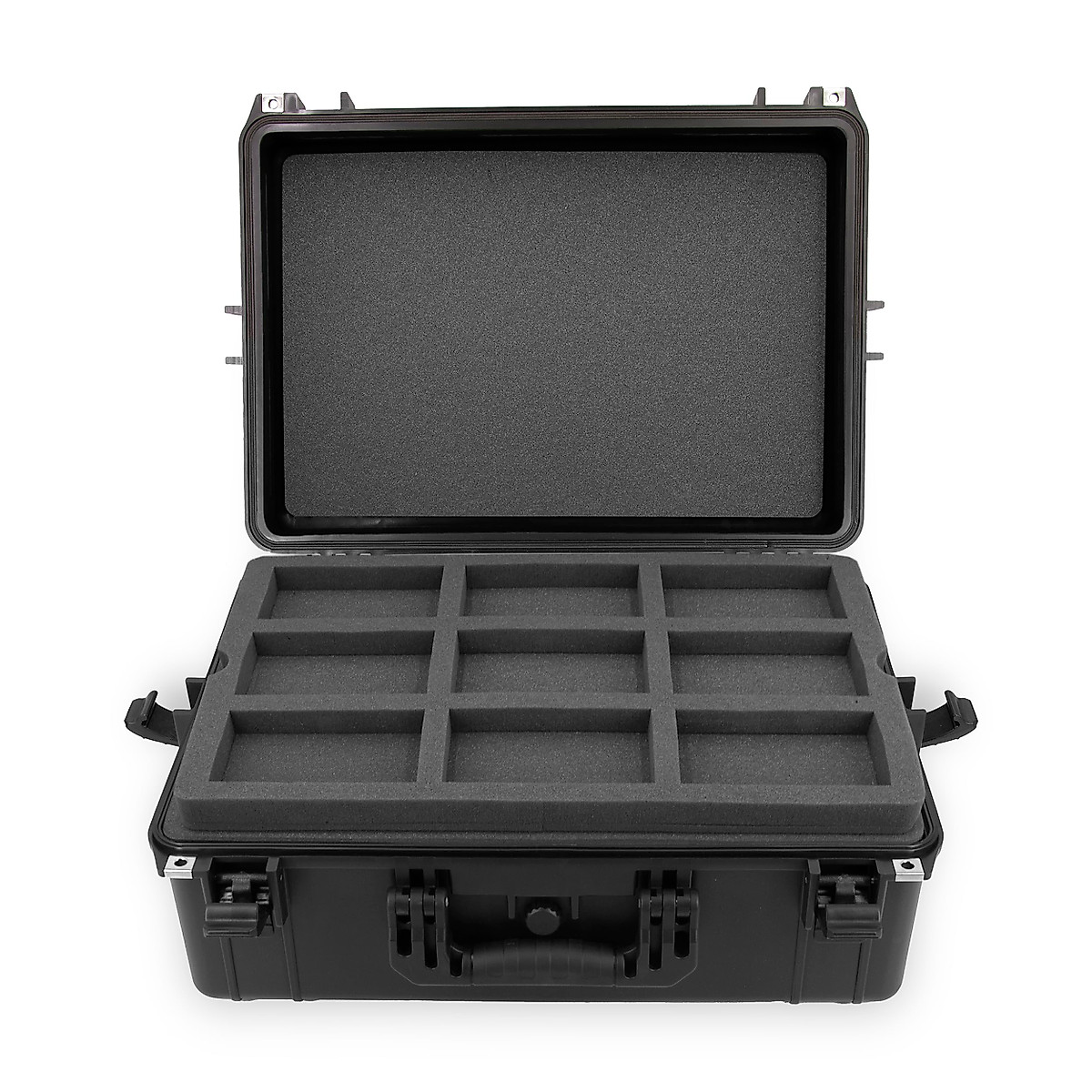 CASEMATIX XL Graded Card Storage Box Fits 160+ BGS PSA Graded Cards, Waterproof Graded Sports Card Display and Trading Card Case With Custom Foam Card Dividers and Removable Graded Card Display