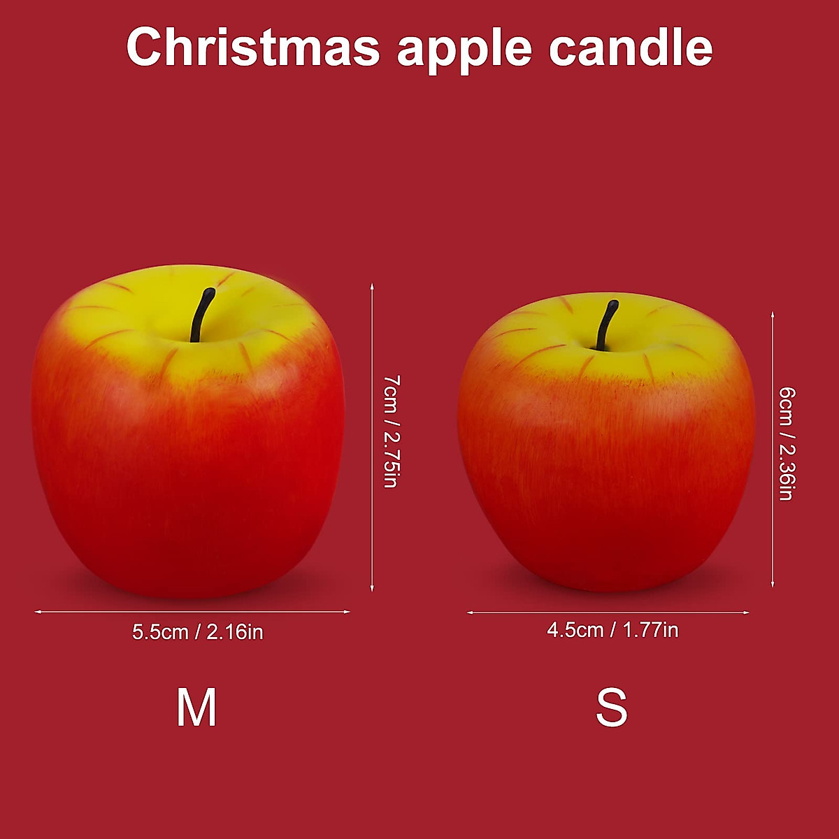 AOMIG Apple Candle, 2 Pack Creative Apple Shaped Christmas Candle Gifts for Women, 3D Apple Shape Party Candle for Christmas Birthday Party Mother Gifts(S)