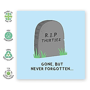 CENTRAL 23 30th Birthday Card - 'RIP Thirties' - Funny Birthday Cards for Women Men Age 40 - Aunt Daughter Girlfriend - Him Her - 40 Year Old - Comes With Fun Stickers
