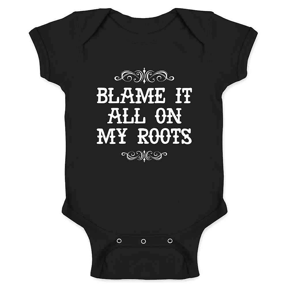 Pop Threads Blame It All On My Roots Country Music Cute Funny Western Infant Baby Boy Girl Bodysuit Black 6M