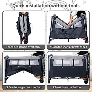 LemoHome 5 in 1 Baby Bassinet Bedside Sleeper,Portable Baby Crib,Rocking Bassinet for Baby,FolableTravel Playard with Bassinet, Mattress, Diaper Changer and Music Mobile for Newborn, Infant, Toddler