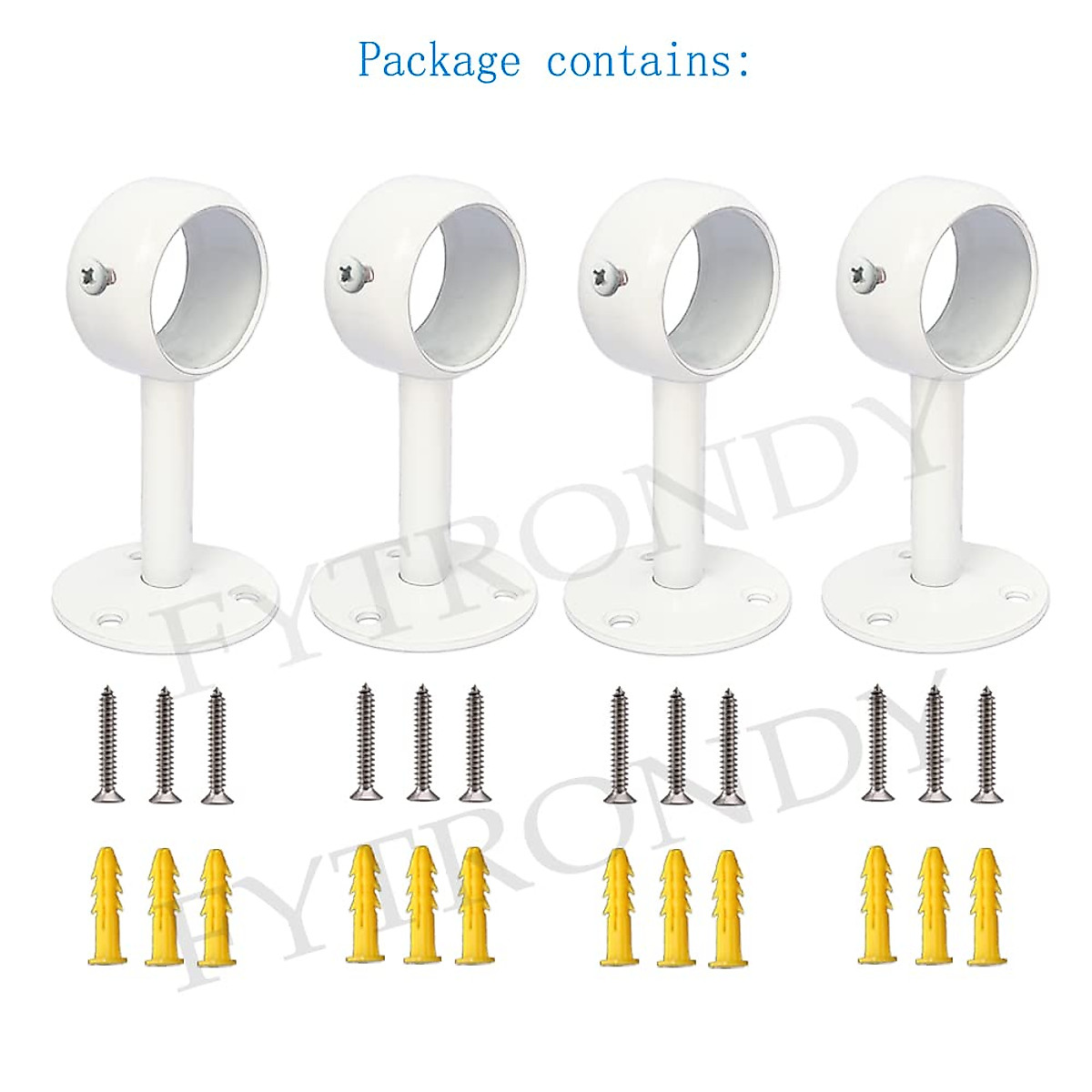 FYTRONDY White Edition Stainless Steel Wardrobe Pipe, Closet Lever Support Rod Holder Socket Bracket (1-1/4 INCH 4 Pack)