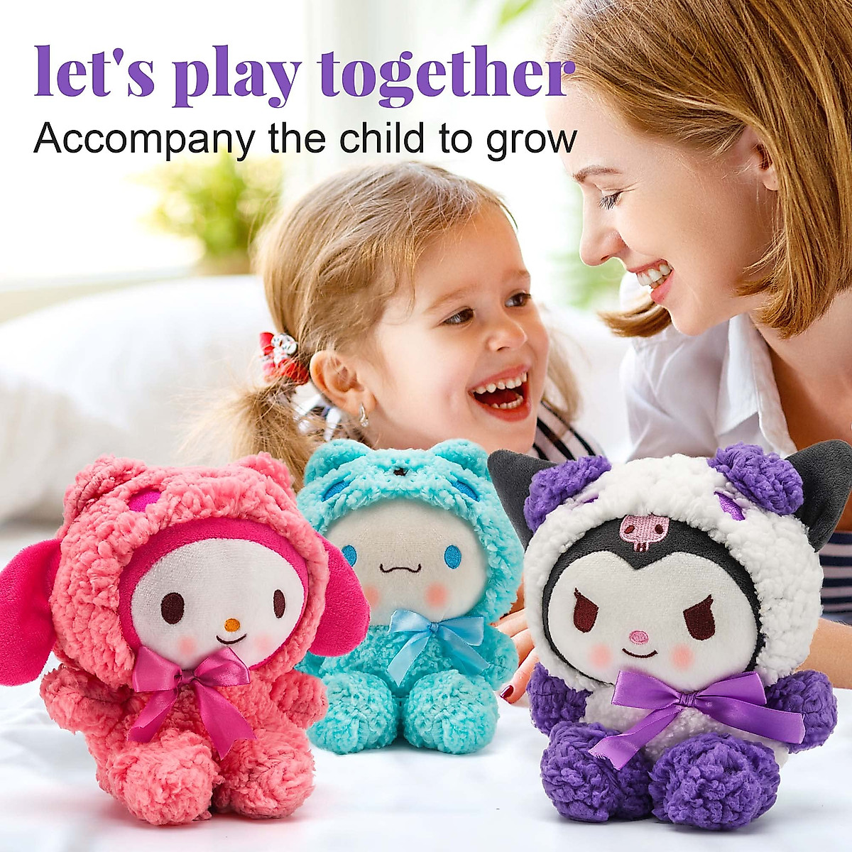 GRUSEMI 3 Pack Anime Kawaii Plush Dolls, Cute Stuffed Animal Figure Plushies Pillow Toy Birthday Party Favor Gifts for Children Girls Fans