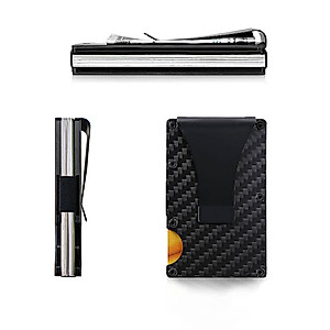 HARONAR Metal Money Clip Wallet, Carbon Fiber Wallet, RFID Blocking Metal Card Holder for Men Slim Aluminum Holder Pocket Cash Credit Card Holder