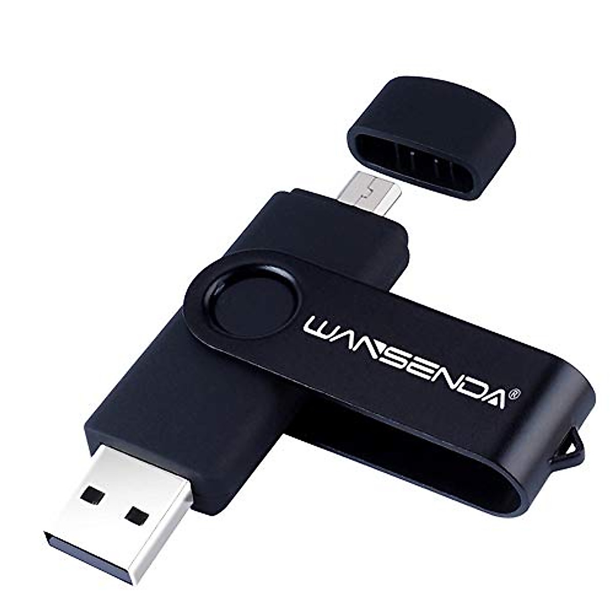 WANSENDA OTG Micro USB Flash Drive 16GB 32GB 64GB 128GB 256GB Dual USB Stick for Android Devices/PC/Tablet/Mac (64GB, Black)
