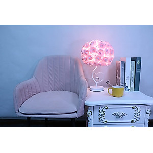 ZYLEIESENBAO Pink Desk lamp with Rose Flower Lampshade, Princess Table lamp Flower Lamp for Nightstand Pink Room Decor Aesthetic Bedroom Decor for Women Girls Christmas Dating Party Wedding Gifts
