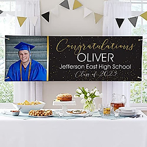 Let's Make Memories Personalized Graduation Photo Banner - 6-Foot Confetti Celebration Banner - Class of 2023 Banner - Customize with Photo, Message…