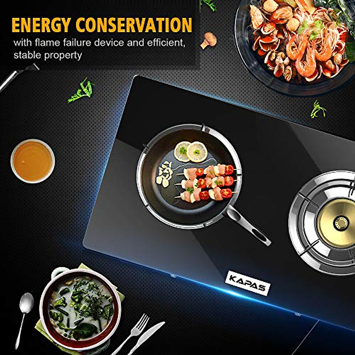 Outdoor & Indoor Portable Propane Stove, Single & Double Burners with Gas Premium Hose for Backyard Kitchen, Camping Grill, Hiking Cooking, Outdoor Recreation (RQ62-LARGE,2Burners)