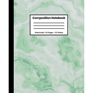 Marble Composition Notebook Light Green: Wide Ruled Notebook for School, Notebook for Kids, Teens, and Adults, 110 Pages 7.5X9.25 Inches