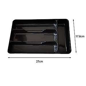Gralara Cutlery Tray Multi Use Accessories Save Space Tools with 4 Grids Storage Durable for Stationery Spoon Tableware Silverware Office , Black