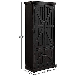 American Heartland Rustic Double Door Pantry, Rustic Antique Black