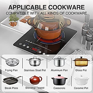 VBGK Electric Ceramic Cooktop, Electric Stove Top with Touch Control, 9 Power Levels, Kids Lock & Timer, Hot Surface Indicator, Overheat Protection,110V Induction Cooktop