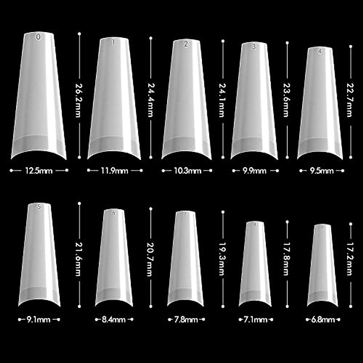 Nail Tips Coffin Shape - Natural Acrylic Nail Tips 500pcs Half Cover French Nail Tips with Box, INFELING False Nails Fake Nail Tips for Nail Salons and DIY Nail Art at Home, 10 Sizes