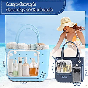 Matalde 3Pack Clear Inner Bags for Rubber Beach Tote Bag - Zippered Travel Organizer Storage with Holes - Women's Essential for Beach, Travel, and Vacation