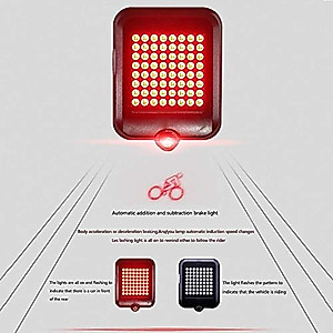 Cozysmart USB Rechargeable Bike Tail Light, Smart Bicycle Turn Signal Lights with 80 Lumens 64 LED Light Beads, Portable Brake Light Warning Light Fits on Any Road/MTB Bikes