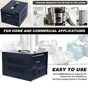 Yaeccc Voltage Converter Transformer, Step Up/Down (220V to 110V, 110V to 220V) - Efficient Power Conversion for International Travel and Home Use (5000W)