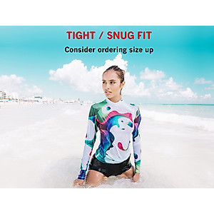 Platinum Sun Rash Guard for Women UPF 50+ SPF & UV Protection Clothing Long Sleeve Top Swim Shirt with Zipper Hiking (Rainbow 50, M)