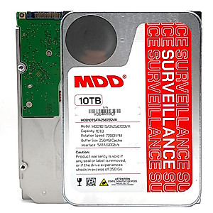 MDD (MDD10TSATA25672DVR) 10TB 7200RPM 256MB Cache SATA 6.0Gb/s 3.5inch Internal Surveillance Hard Drive - 3 Years Warranty (Renewed)