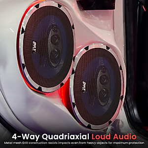 Pyle 6” x 9” Car Sound Speaker (Pair) - Upgraded Blue Poly Injection Cone 4-Way 400 Watts w/ Non-fatiguing Butyl Rubber Surround 50 - 20Khz Frequency Response 4 Ohm & 1.25” ASV Voice Coil