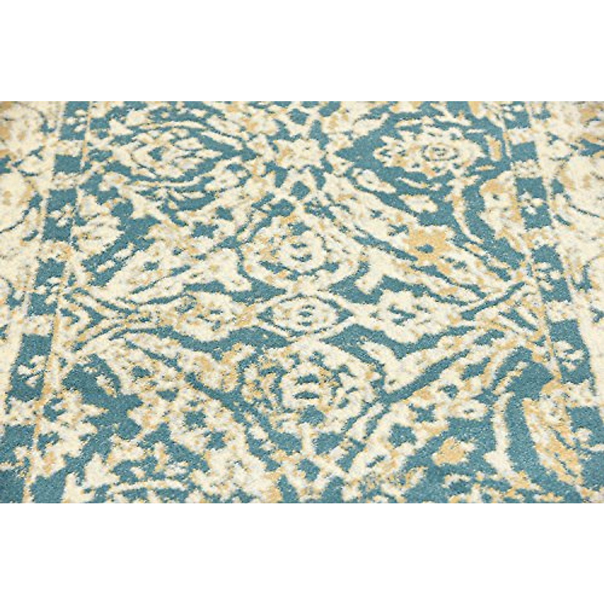 Unique Loom Oslo Collection Traditional Botanical Teal Runner Rug (3' x 13')