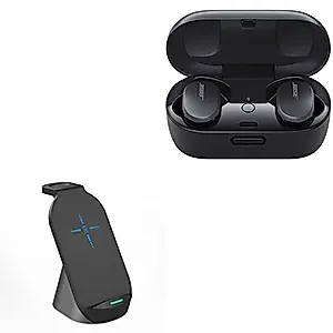 BoxWave Charger Compatible with Bose QuietComfort Earbuds (Charger by BoxWave) - Compact Wireless MultiCharge Stand (10W), Wireless Qi Stand Charger Watch Earbuds - Jet Black