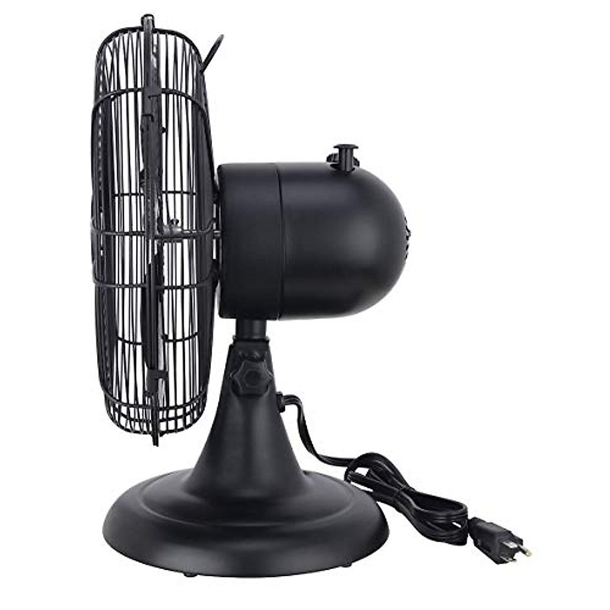 Good Housekeeping All-Metal 12” Retro Table Fan in Matte Black